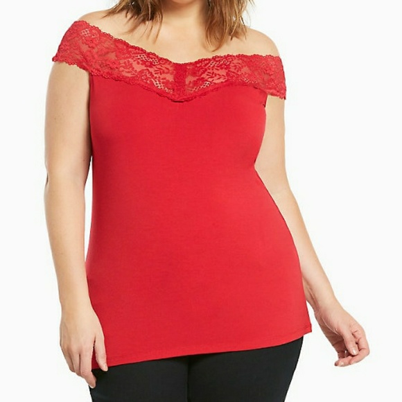torrid | Tops | Torrid Red Off The Shoulder Shirt 3x | Poshmark